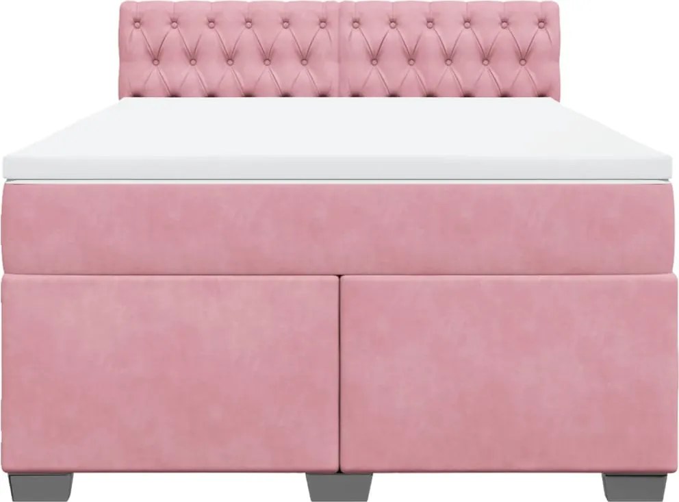 Box spring postel s matrací růžová 140x190 cm samet 3288617