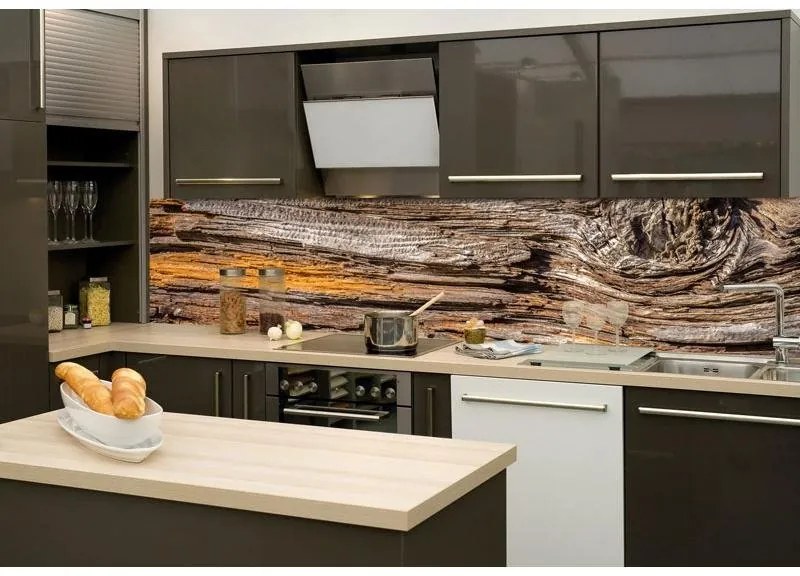 Samolepicí fototapeta na kuchyňskou linku Kůra, dřevo KI260-062 / Fototapety do kuchyně Dimex (260 x 60 cm)