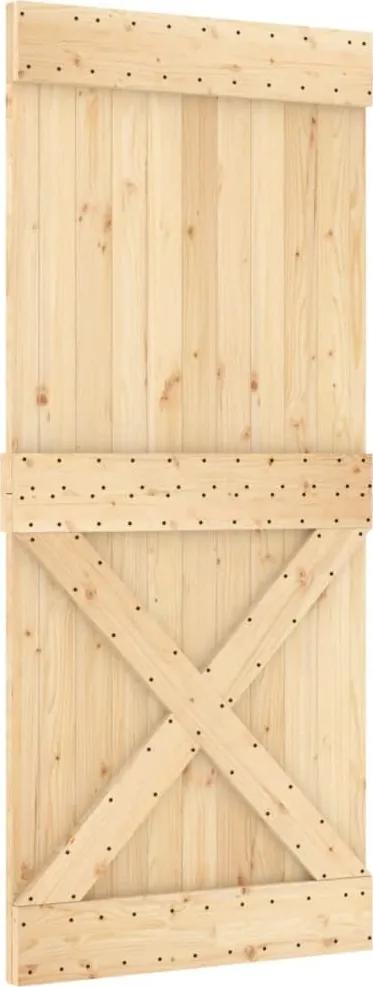 vidaXL Posuvné dveře s kováním 90 x 210 cm masivní borové dřevo [3203269]