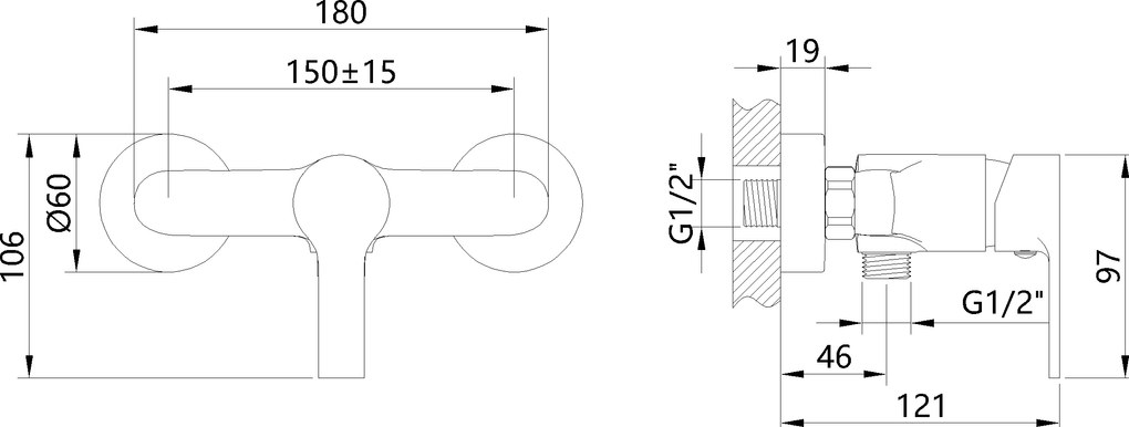 Invena Bralos, nástěnná sprchová baterie, chromová, INV-BN-07-001-A