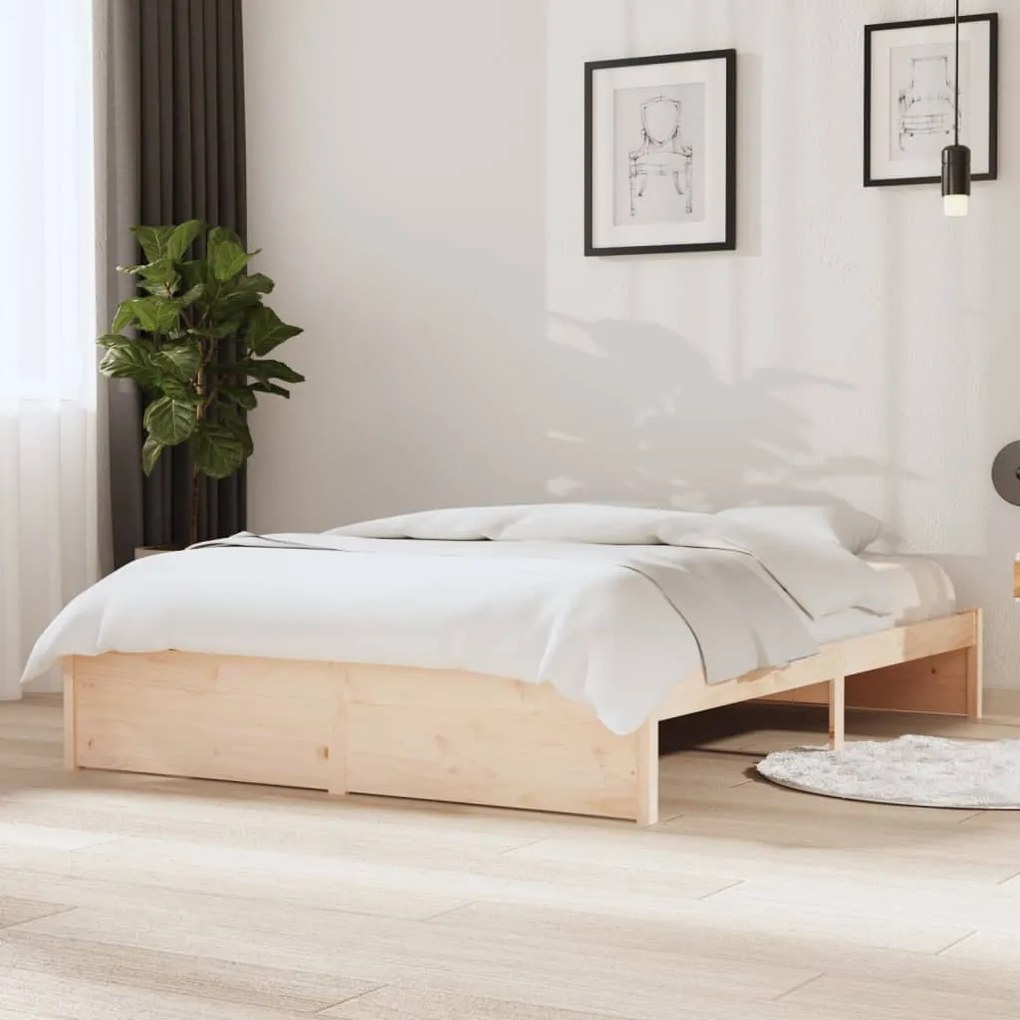 Rám postele masivní dřevo 140 x 190 cm - Default Title