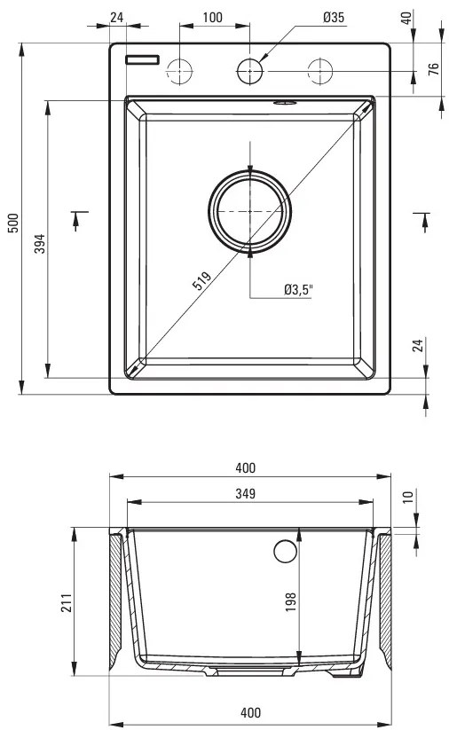 Deante Granite sink with tap, 1-bowl