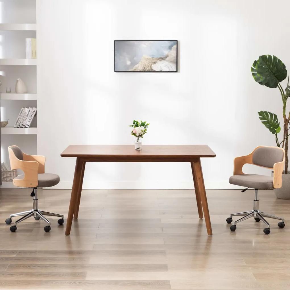 Otočná kancelářská židle taupe ohýbané dřevo a textil,  3054853