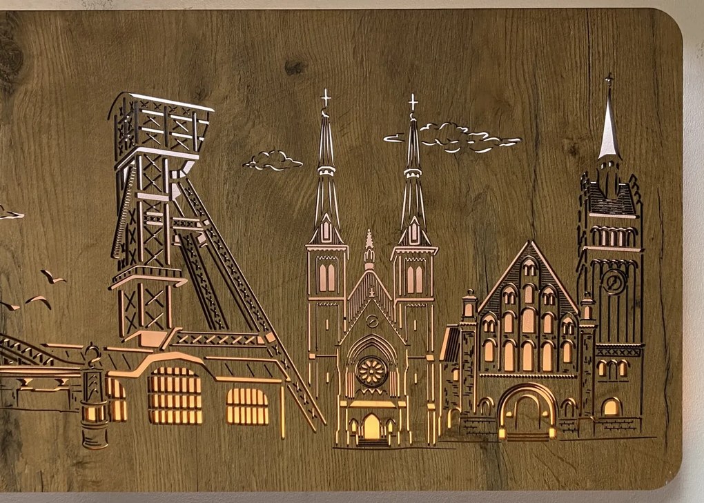 Li-Go "Ostrava" světelný obraz 230V 130x40 cm provedení povrchu: dub světlý