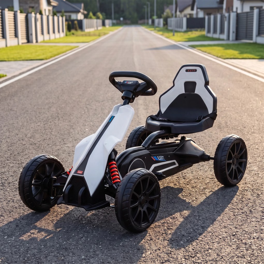 HOMCOM Dětský elektrický go-kart 12V 3-5 km/h Drift kart s 2 rychlostními režimy, bezpečnostním pásem, volantem, dětský go-kart pro děti ve věku 3-8 …