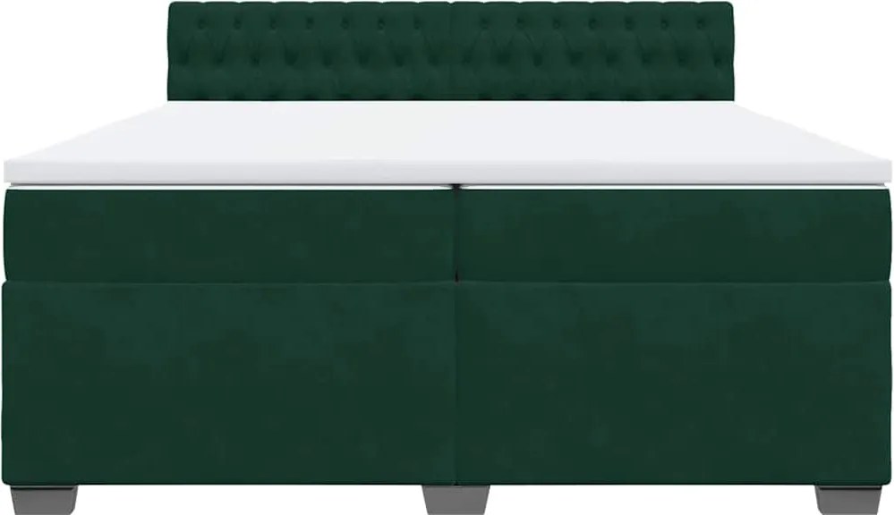 Box spring postel s matrací tmavě zelená 200x200 cm samet 3288711
