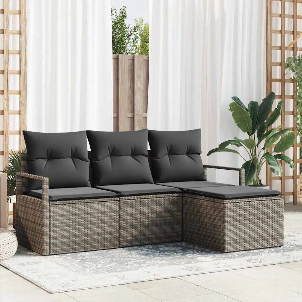 Set pohovek 4 ks Šedá polyratan 3354998