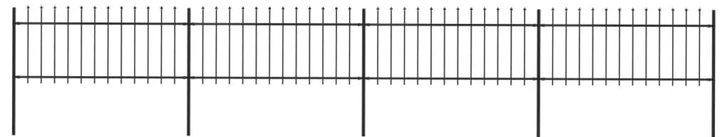 Zahradní plot s kopím nahoře ocelový 714,5 x 80 cm černý