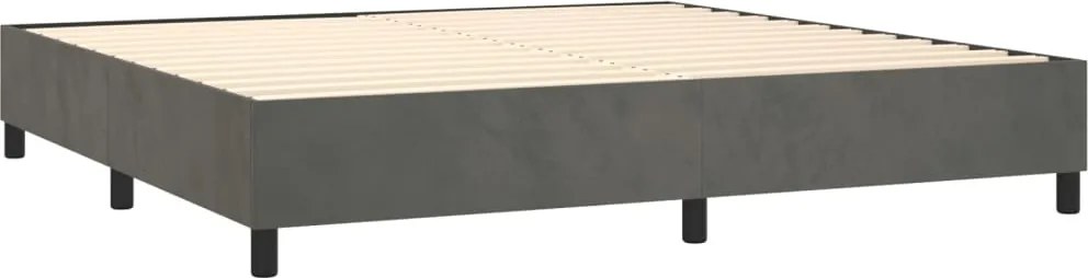 Box spring postel s matrací a LED tmavě šedá 200x200 cm samet 3139764