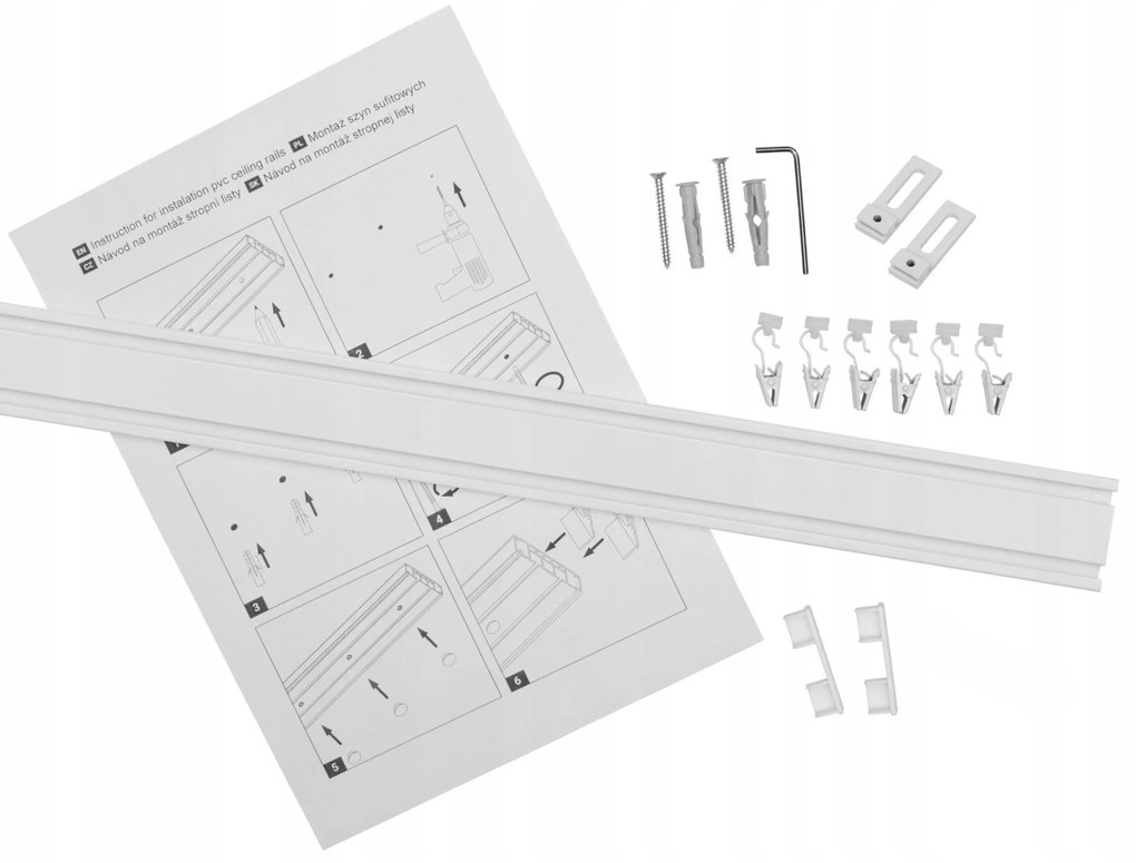 Dekodum Dvouřadá hliníková stropní kolejnicová garnýž bílá 300 cm