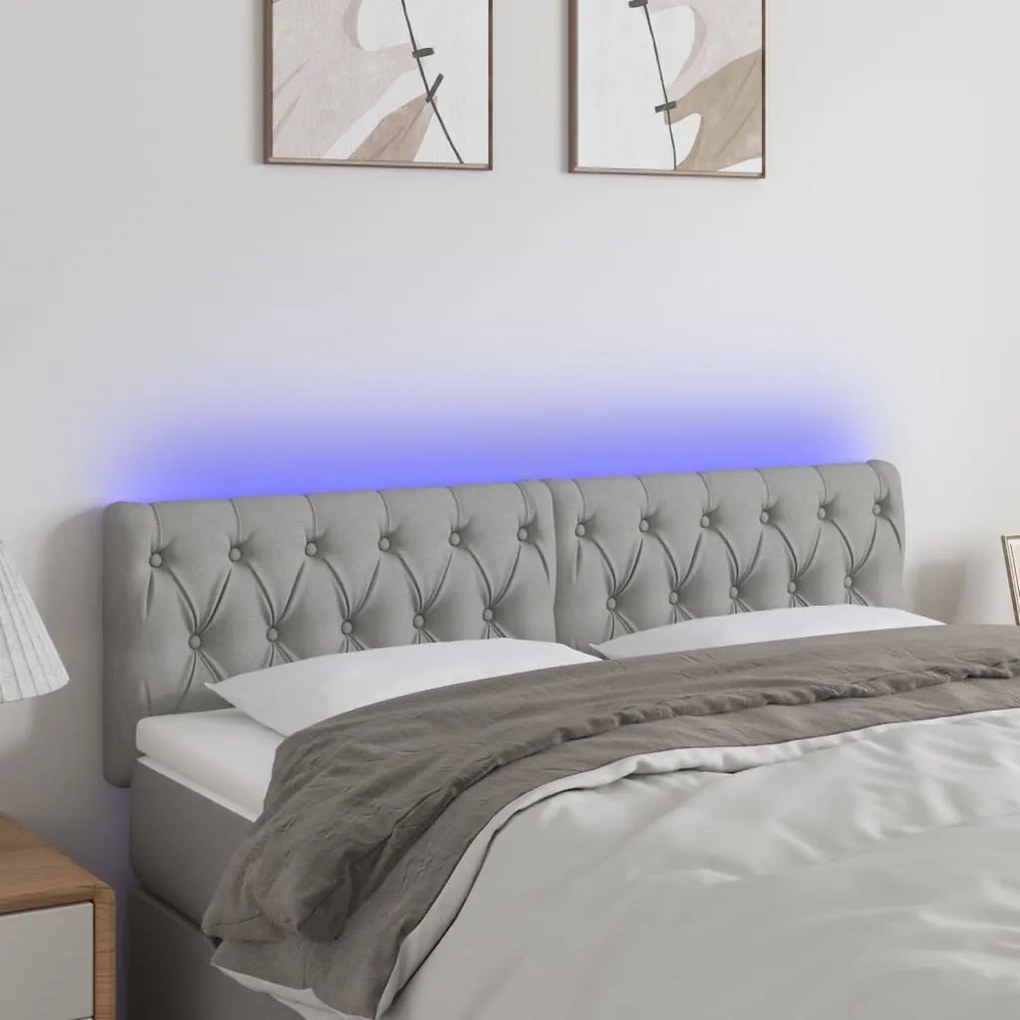 Čelo Postele S Led Světle Šedé Textil Světle Šedá - 100 x 7 x 78/88 cm