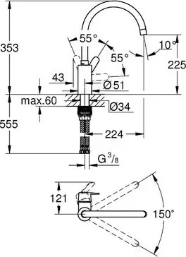 Grohe Get - Dřezová baterie chrom