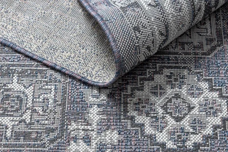 Dywany Łuszczów, Kusový koberec Sion Sisal Ornament 2832 blue/pink/ecru – na ven i na doma, 80x150, šedá, chodba / předsíň