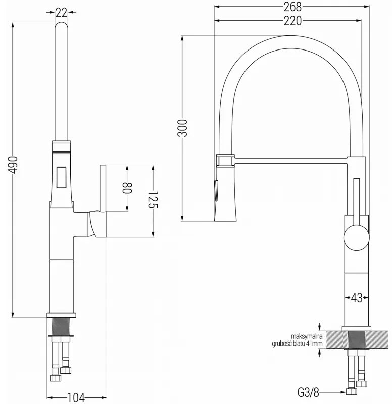 Mexen Dina kuchyňská baterie, Chromovaná/Černá - 672701-07