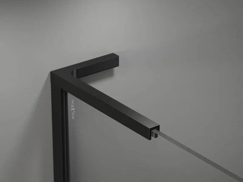 Mexen Kioto-X L sprchová stěna Walk-in 120 x 200 cm, transparentní 10 mm, černá - 800-120-107-70-00-X