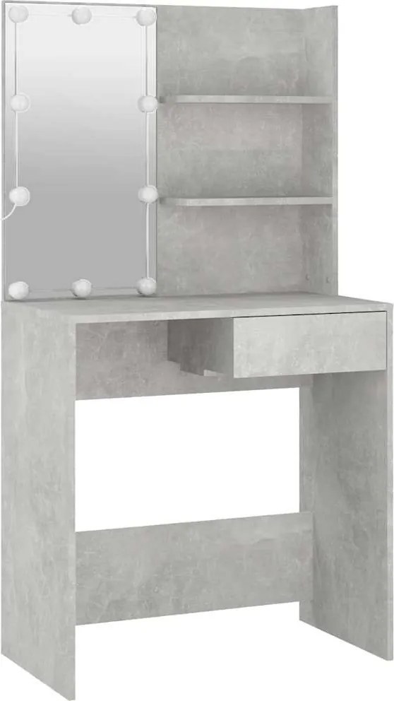 Toaletní stolek sada s LED betonově šedý kompozitní dřevo 3114110