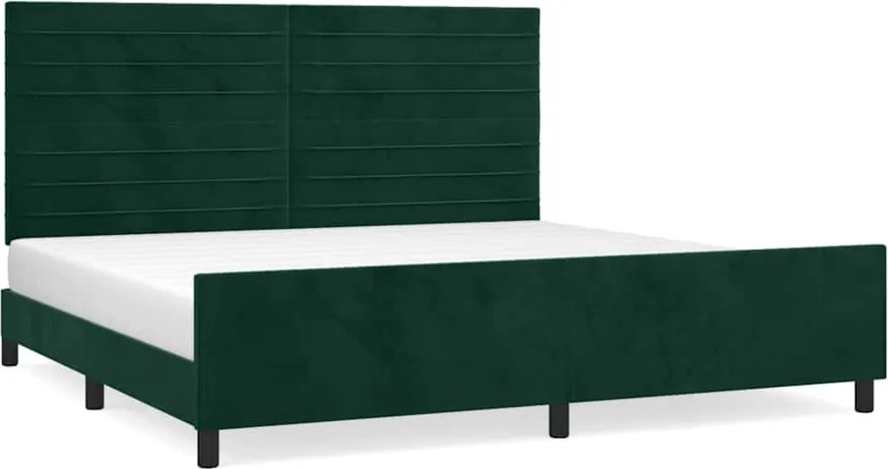 Rám postele bez matrace tmavě zelená 200 x 200 cm samet 3125839