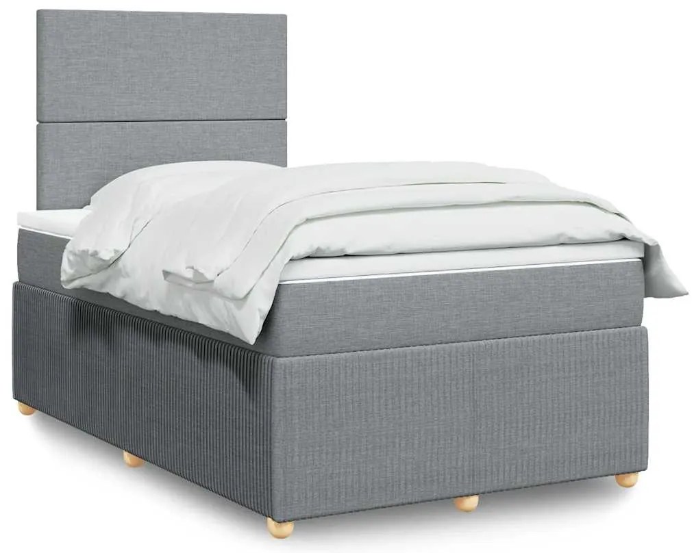Box spring postel s matrací světle šedá 120 x 200 cm textil 3294316
