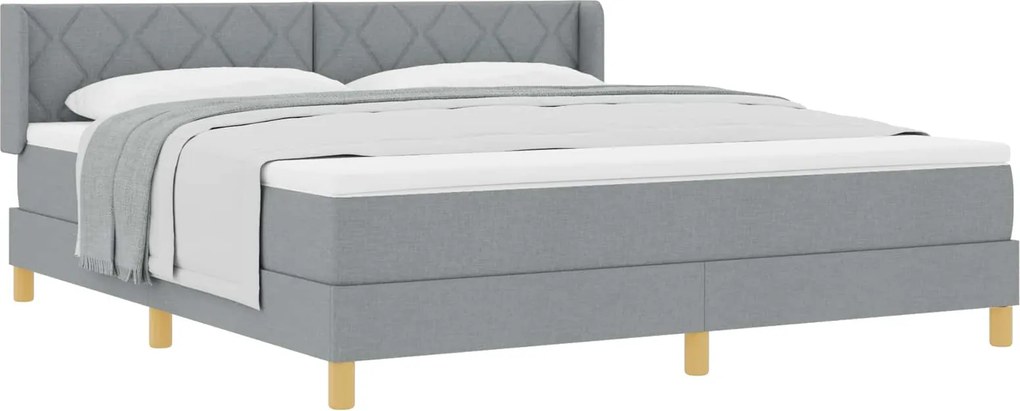 Postel s boxspringem s čelo Světle šedá 200 x 180 cm textil 3341370