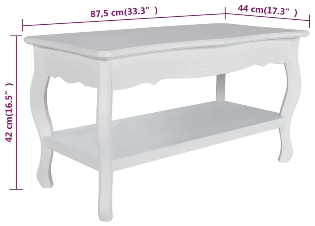 vidaXL Marketos Konferenční stolek s 2 policemi bílý MDF