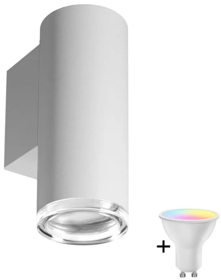 Polux LED RGBW Stmívatelné koupelnové nástěnné svítidlo TURYN 1xGU10/6,5W/230V IP44 bí SA1907+AI0414