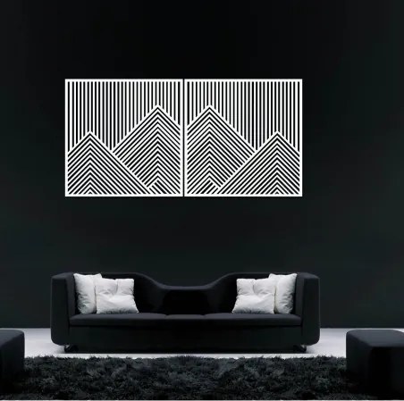 dřevěná nástěnná dekorace – geometrické horské linie (2 ks) | SENTOP HDF0481
