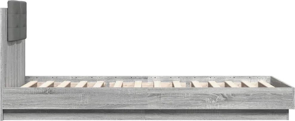 Rám postele s čelem šedý sonoma 100 x 200 cm kompozitní dřevo 3209938