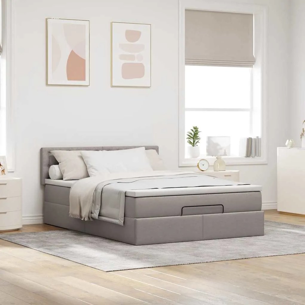 Osmanský postel s matrací taupe 140x200 cm textil 3311633