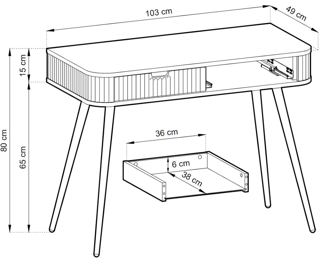 Toaletní stolek Zova 103 cm kašmír/zlatý