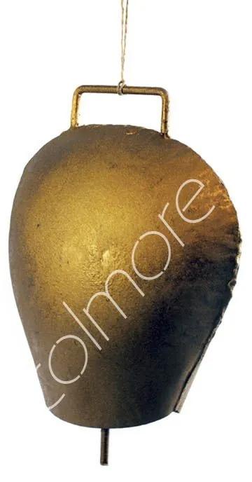 Zlatý rustic kovový zvonek ve tvaru kravského zvonu - 6*4*7cm