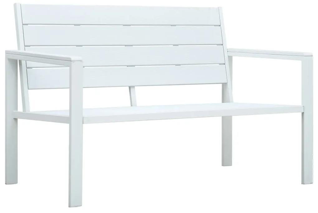 47870 vidaXL Zahradní lavice 120 cm HDPE bílá dřevěný vzhled