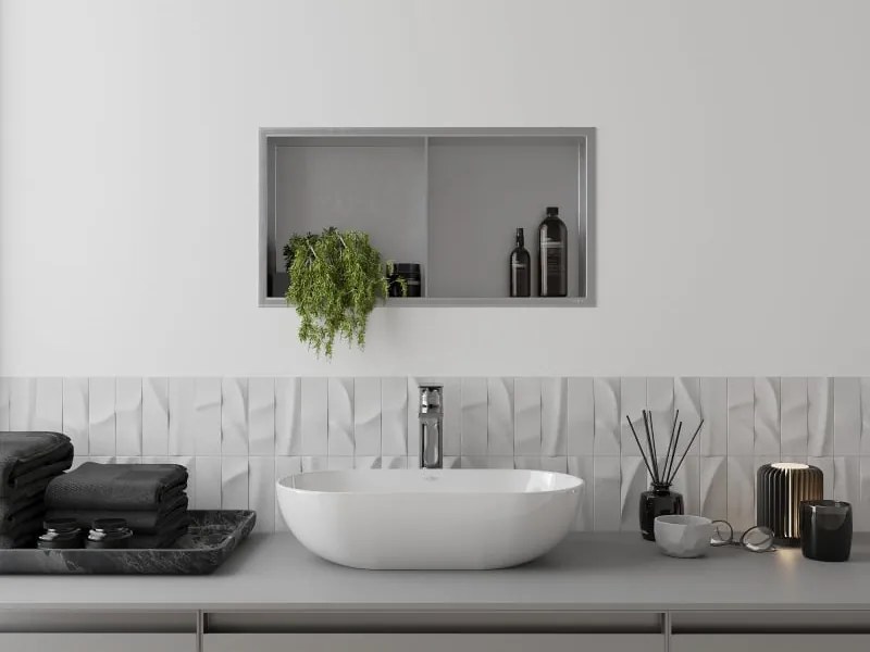 Mexen X-Wall-R nástěnná polička s límcem a policí 60 x 30 cm, inox - 1910603010S