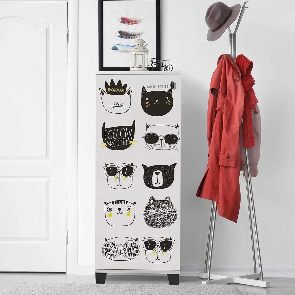 Hanah home dřevěná komoda CATS bílá 127x50 cm 869VEL6508