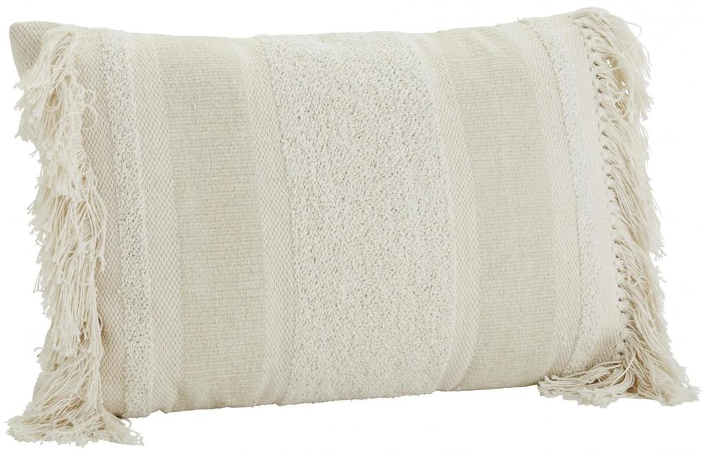MADAM STOLTZ Povlak na polštář Chenille Off white 40x60 cm, krémová barva, textil