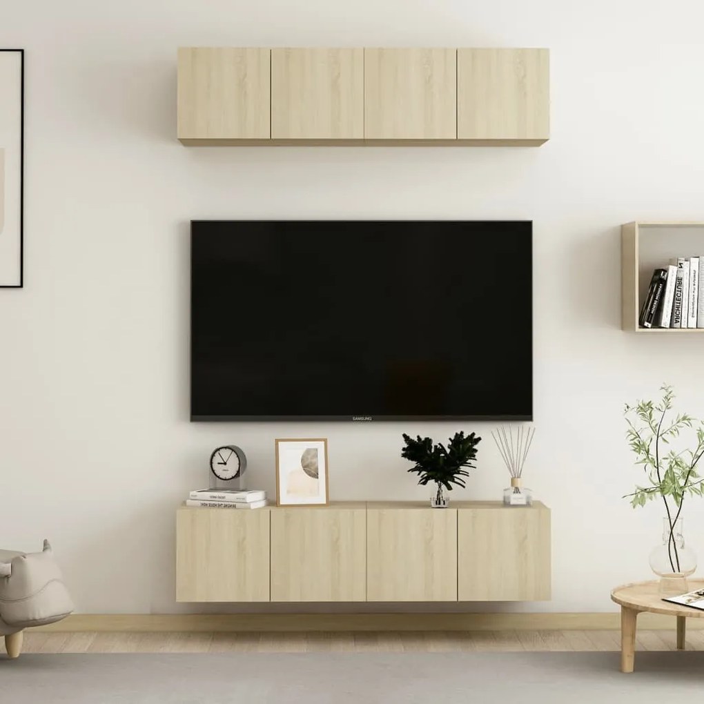 vidaXL TV skříňky 4 ks 60 x 30 x 30 cm dřevotříska [3078744] Barva: bílá s vysokým leskem