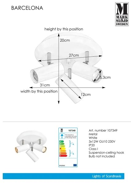 Markslöjd 107349 - Bodové svítidlo BARCELONA 3xGU10/12W/230V