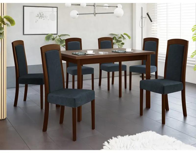 Rozkládací stůl se 6 židlemi - AL26, Barva dřeva: bílá-L, Potah: Hygge D91