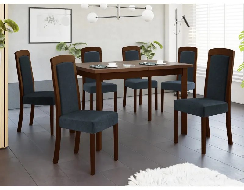 Rozkládací stůl se 6 židlemi - AL26, Barva dřeva: ořech-L, Potah: Hygge D20