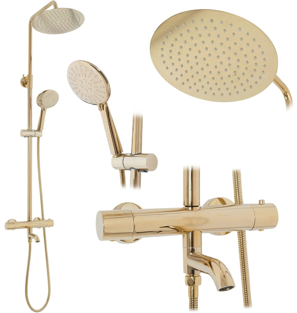Rea Lungo - sprchový set s vanovým výtokem, zlatá, REA-P4114