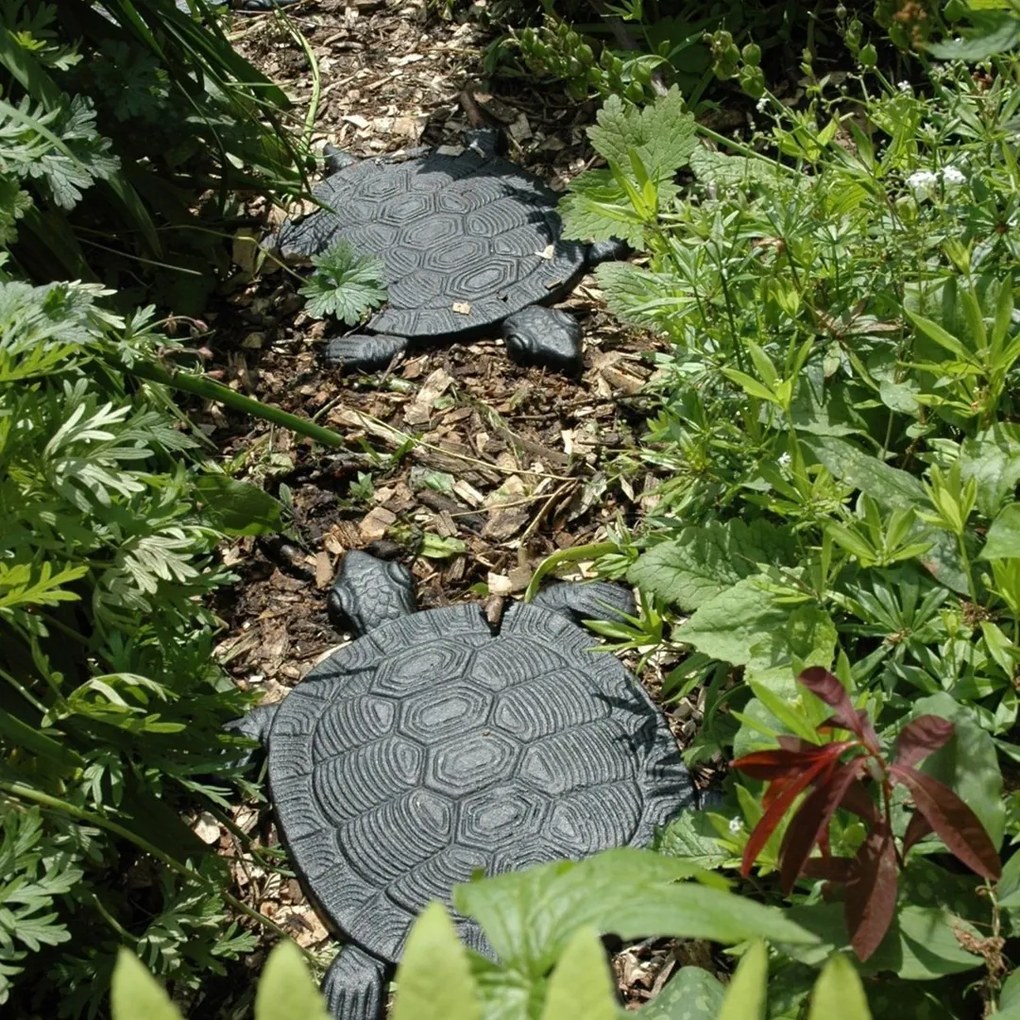 Zahradní nášlapný kámen Turtle, 23x32 cm, litina, hnědá