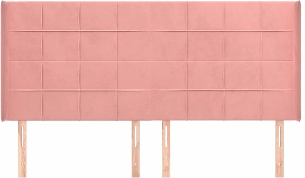Čelo postele typu ušák růžové 183x16x118/128 cm samet 3119645