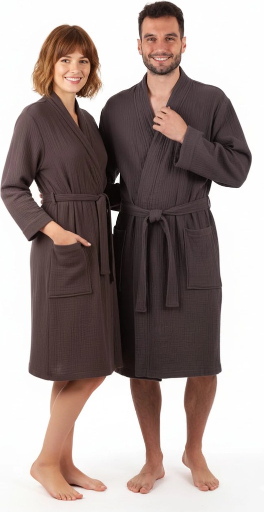 Mušelínový župan Dacca antracit 12 24 9551 unisex - M