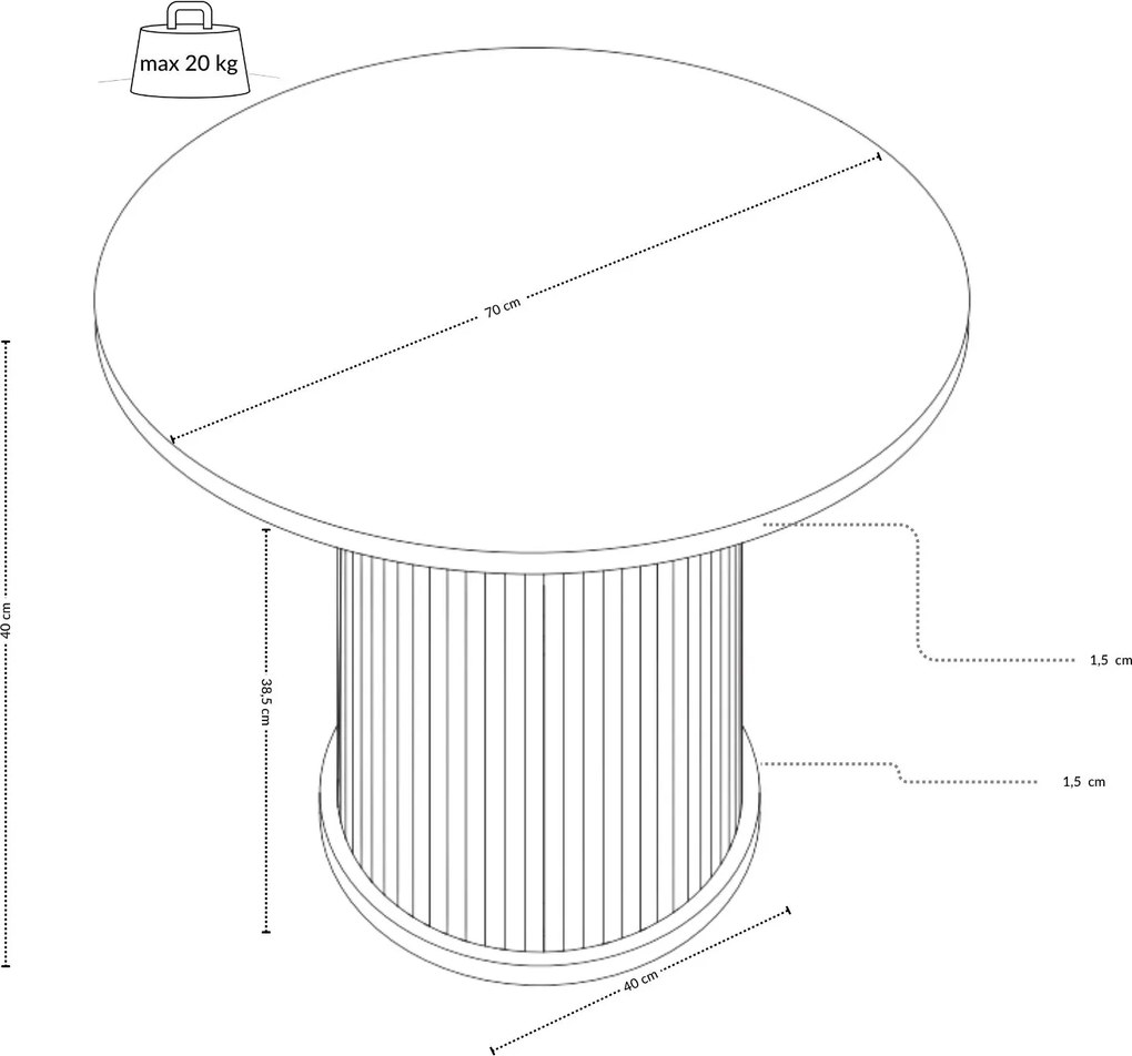 Konferenční stolek SCAVA, drážkovaný, Ø 70 x 40 cm