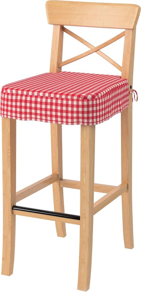 Sedák na židli IKEA Ingolf - barová barva červená látka vzorované