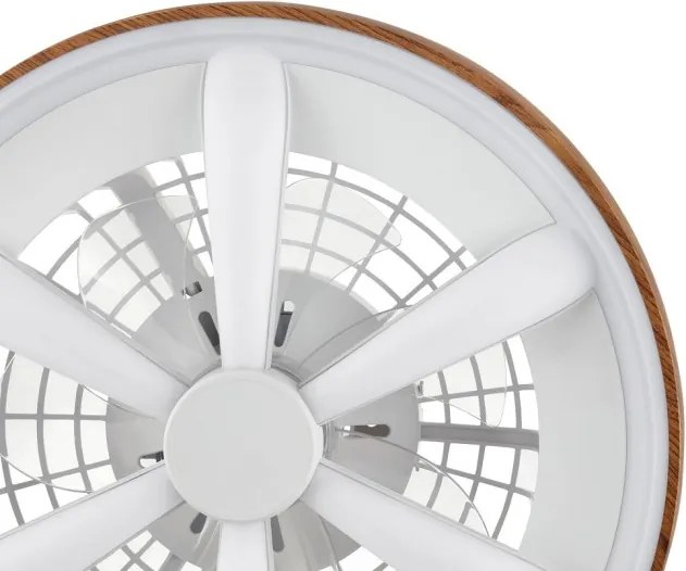 Brilliant G80935/76 Stmívatelné LED svítidlo GAIANO dekor DŘEVO, reverzní VENTILÁTOR LED RGB