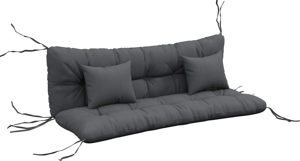Outsunny Sada 4 Kusů Polstrů, 150x50 cm Voděodolné Polstry na Židle s Uvazováním, Uzlový Design s 10cm Silnou Výplní pro Houpačku, Polstr pro Domov, Z