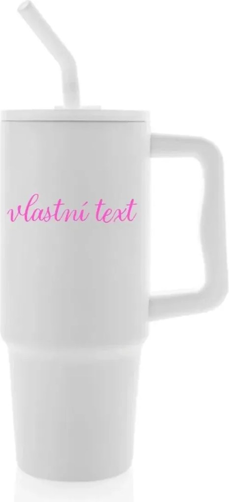 Vlastní text na nerezovou termosku s barevným víčkem
