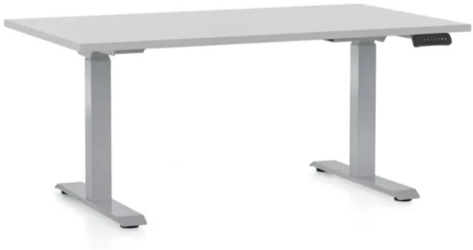Výškově nastavitelný stůl OfficeTech D, 140 x 80 cm - šedá podnož Barva: Světle šedá