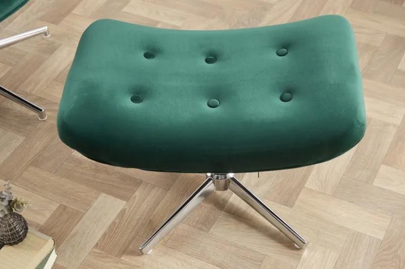 Otočná stolička Lounger smaragdově zelený samet / 39514