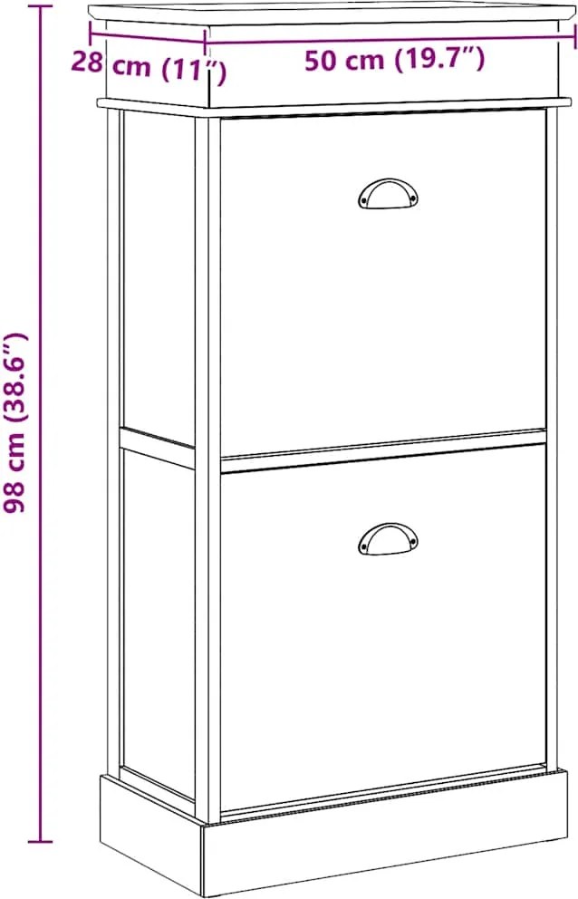 vidaXL Marketos Botník hnědý 50 x 28 x 98 cm dřevo pavlovnie